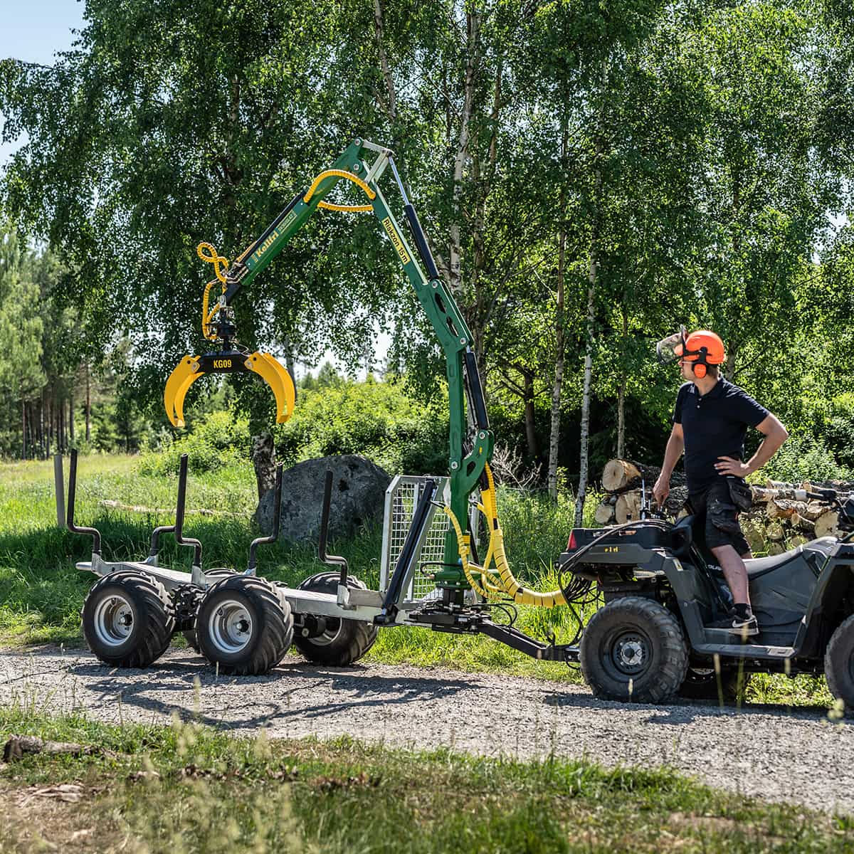 Skogsvagn ATV 3 ton | Kran 4,2 m | Ramstyrning | Kellfri